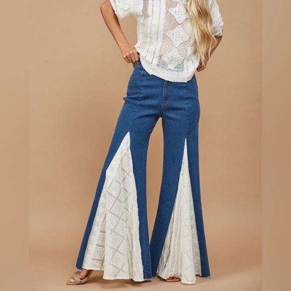 Wysteria Lane | Jeans | Lace Panel Super Flares | Poshmark